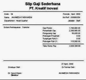 13 Contoh Slip Gaji Karyawan Perusahaan Swasta Guru Pns Sederhana Dll
